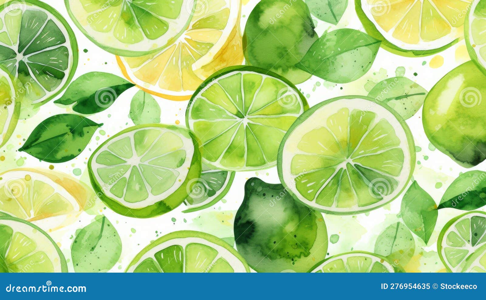 Lime Pattern in Watercolour Style Stock Illustration - Illustration of ...