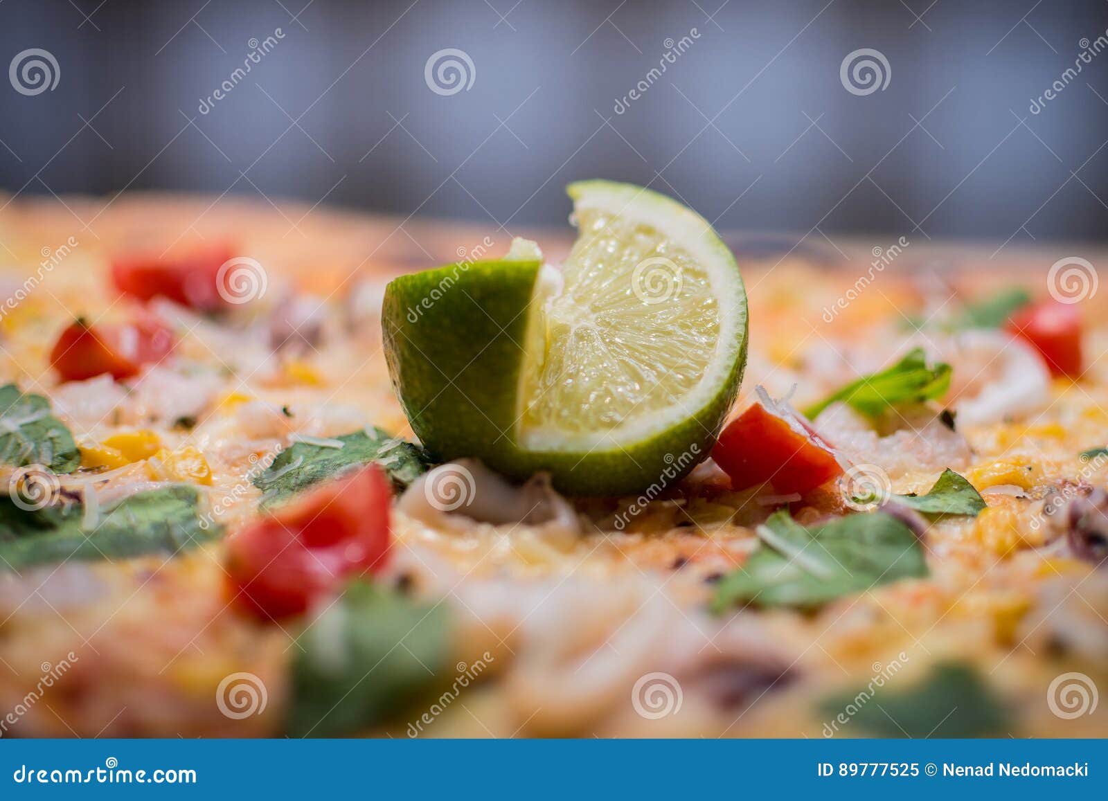 Lime on pizza stock image. Image of vegetable, eating - 89777525