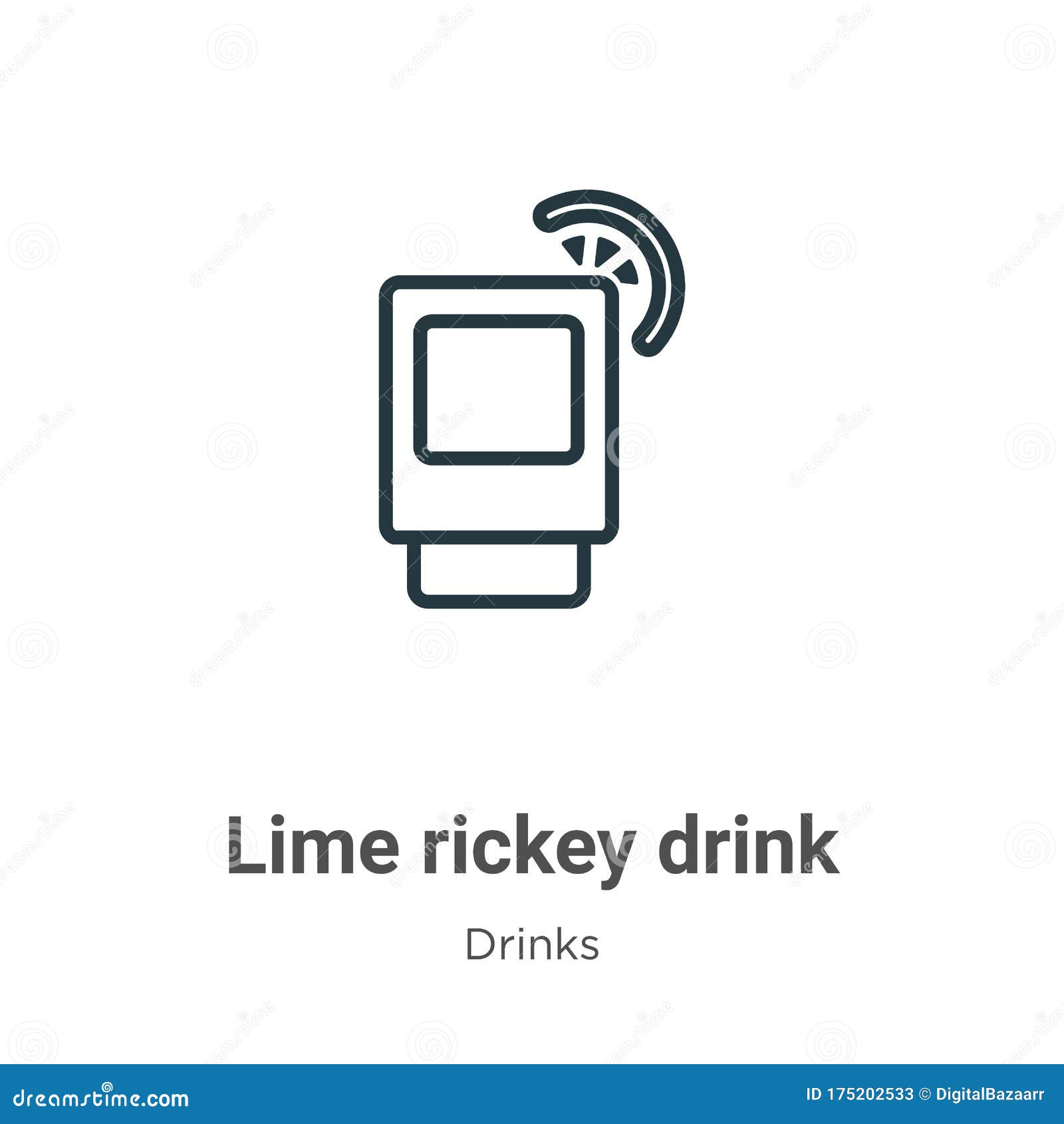 Lime Rickey Drink Outline Vector Icon. Thin Line Black Lime Rickey ...