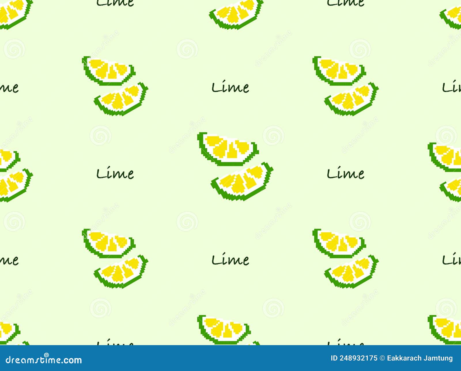 Lime Seamless Pattern on Green Background. Pixel Style Stock ...