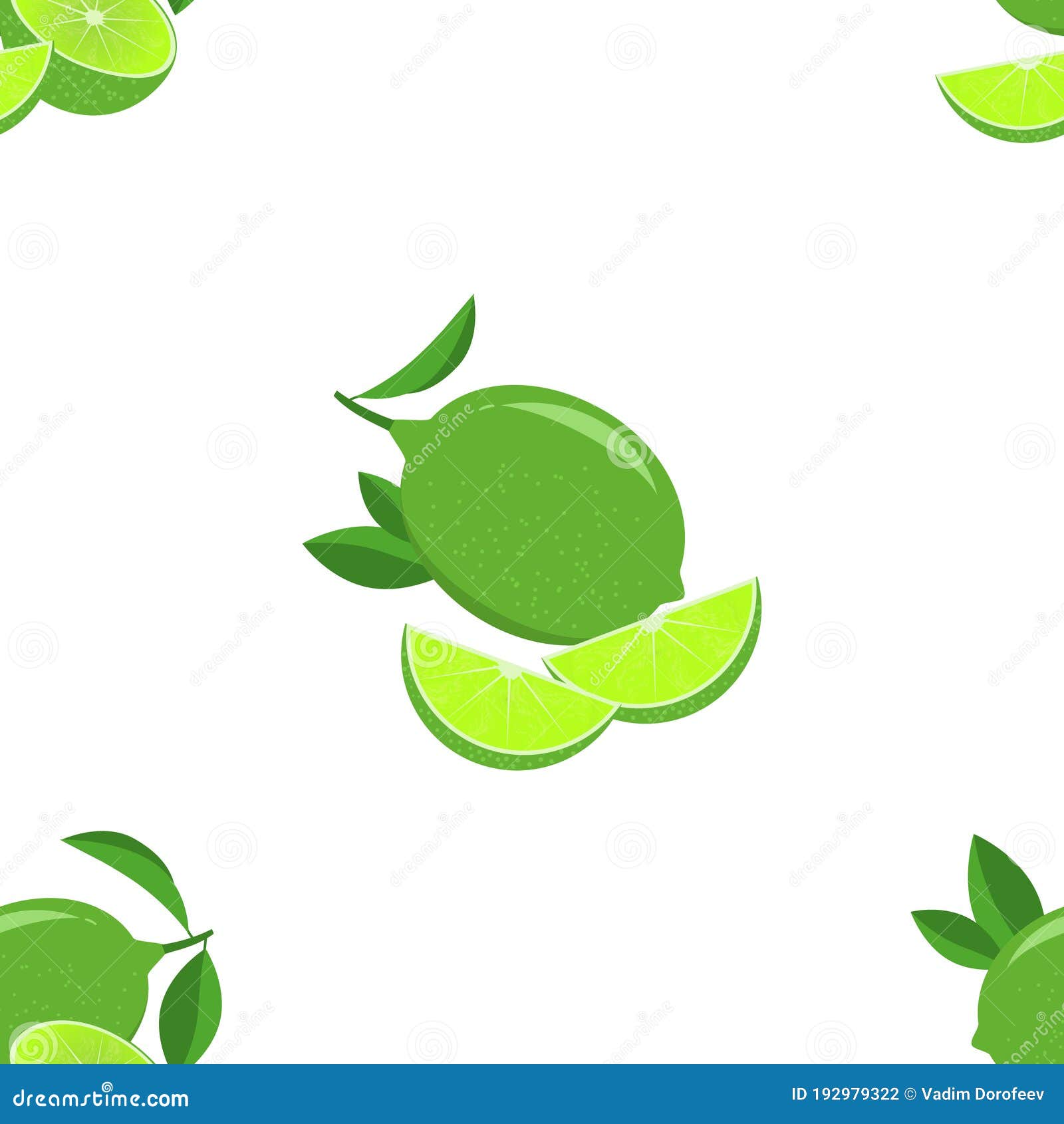 Lime Seamless Pattern. Small Still Life of Whole Fruit and Quarters ...