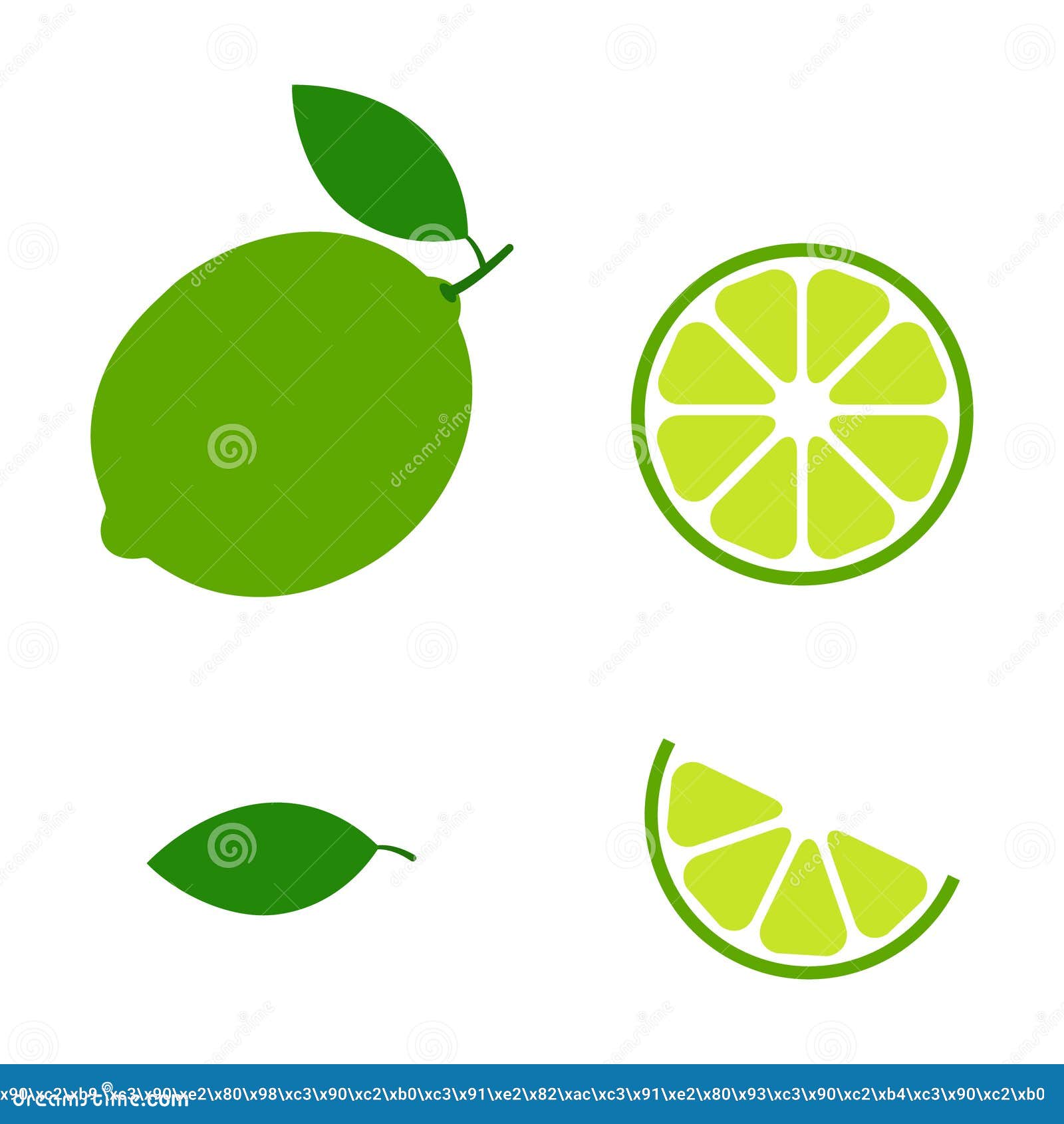 Lime Set Icon Vector Illustration Isolated on White. Stock Vector ...