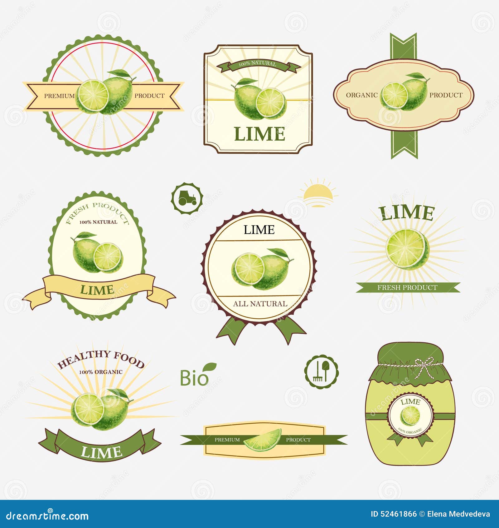 Lime, set of label design stock vector. Illustration of bistro - 52461866