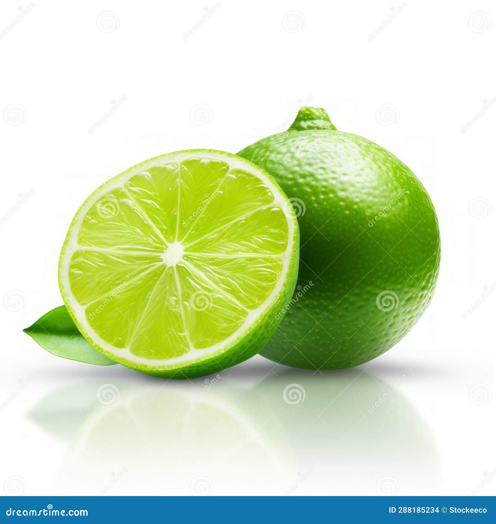Intense Color Lime Rendering with Pure White Background Stock ...