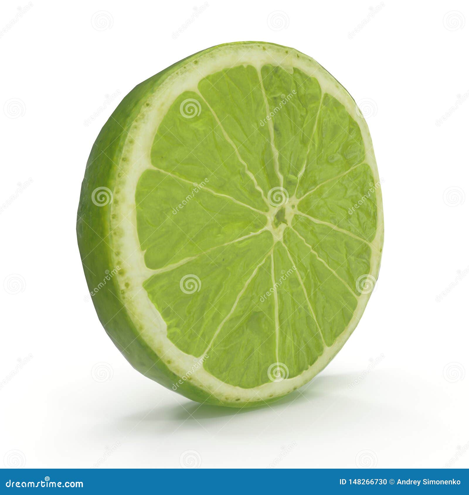 Lime Slice Isolated on White Background 3D Illustration Stock Photo ...