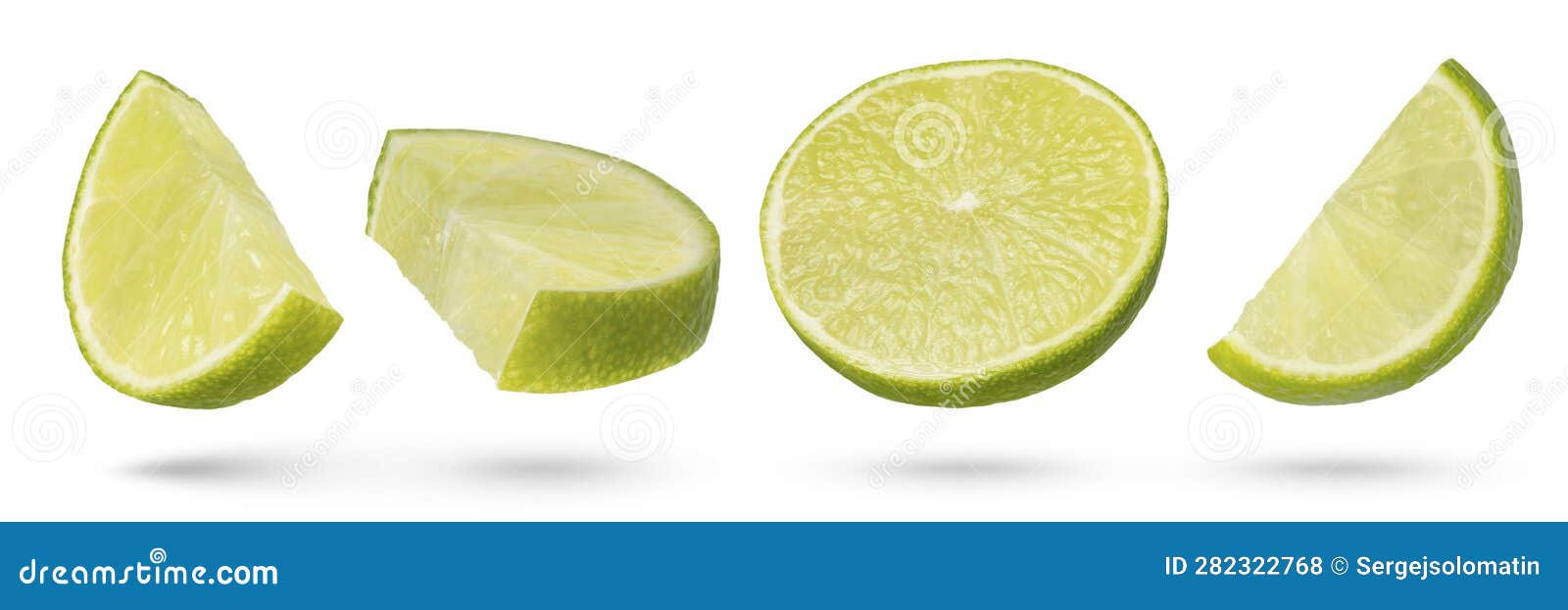 Lime Slices on a White Isolated Background. Lime Slices of Different ...