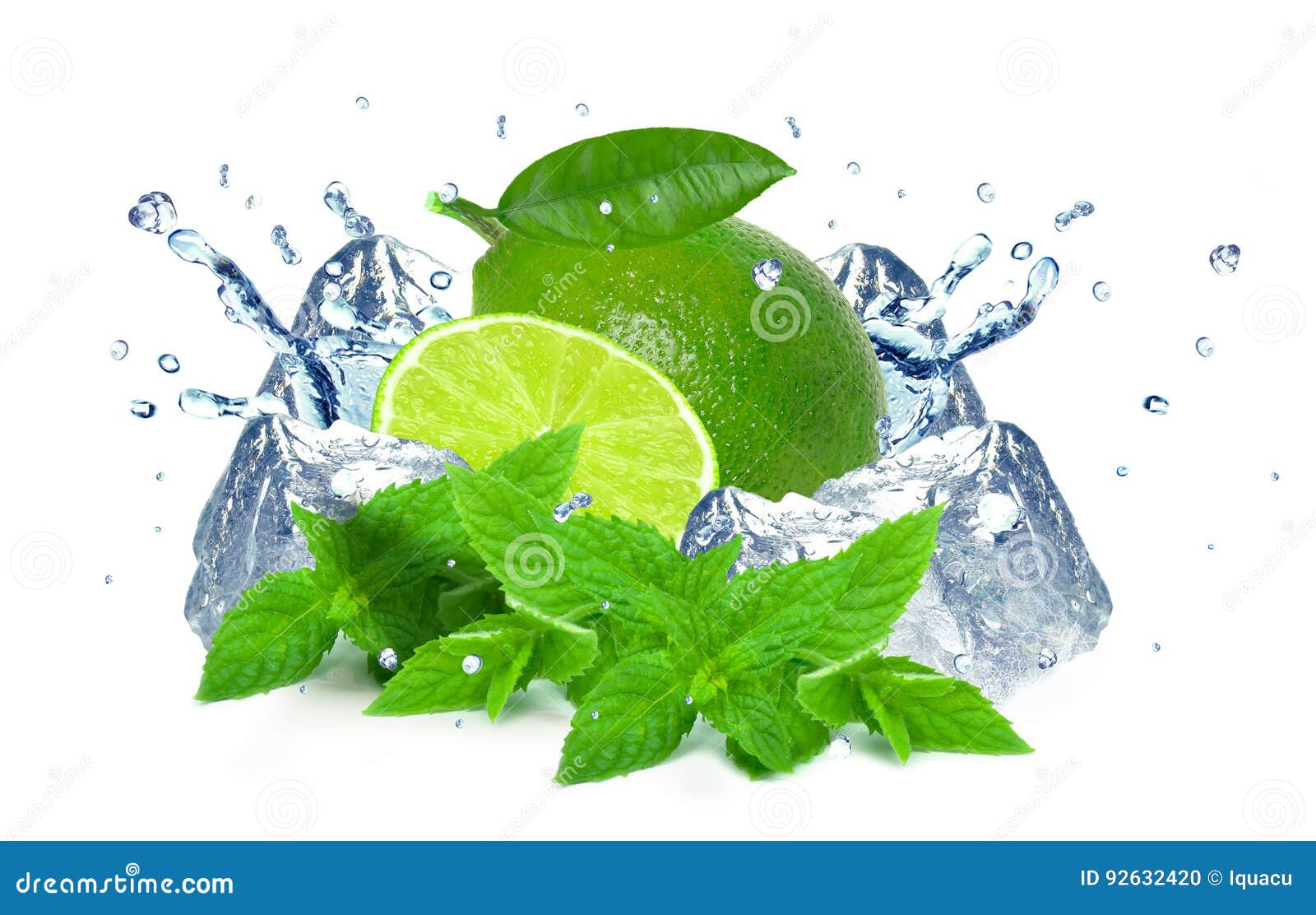 Lime splash and ice stock photo. Image of cube, cubes - 92632420