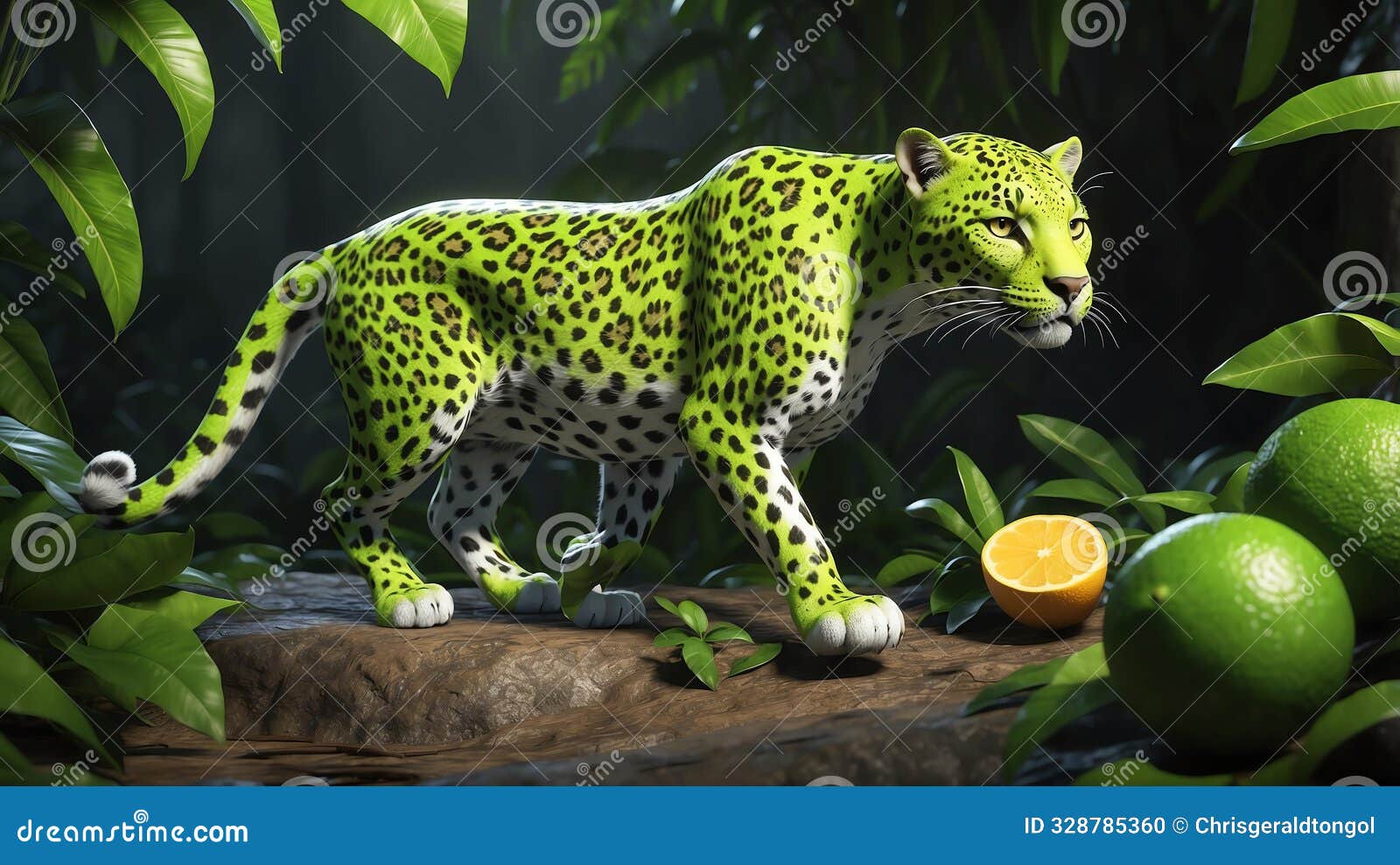 A Lime Transformed Into A Leopard With The Skin Formin Ai Generated ...