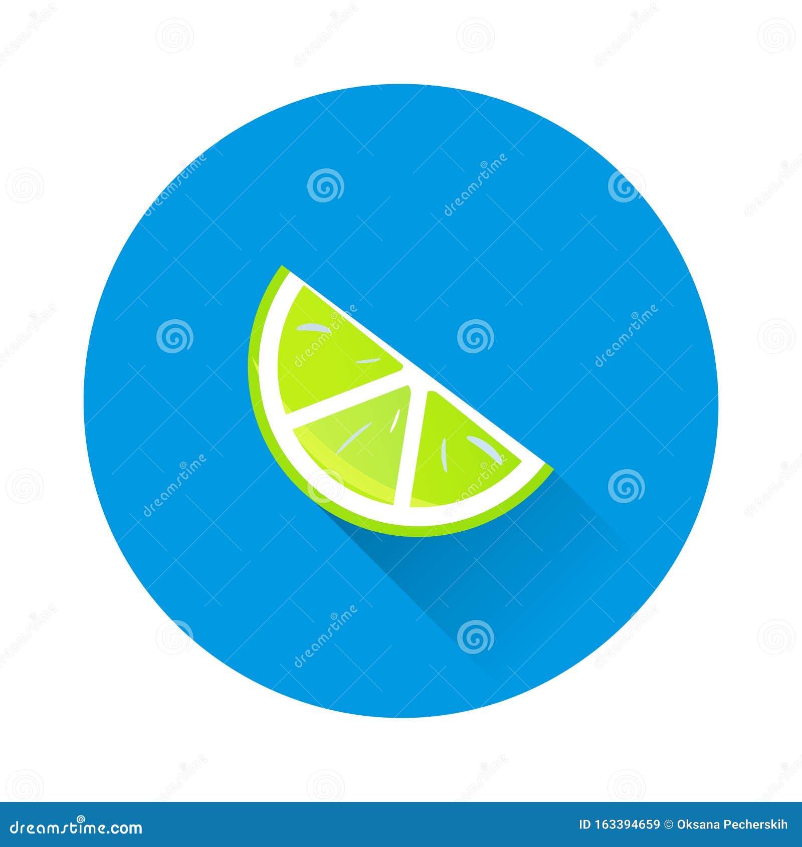 Lime Vector Icon. Lemon on Blue Background Stock Vector - Illustration ...