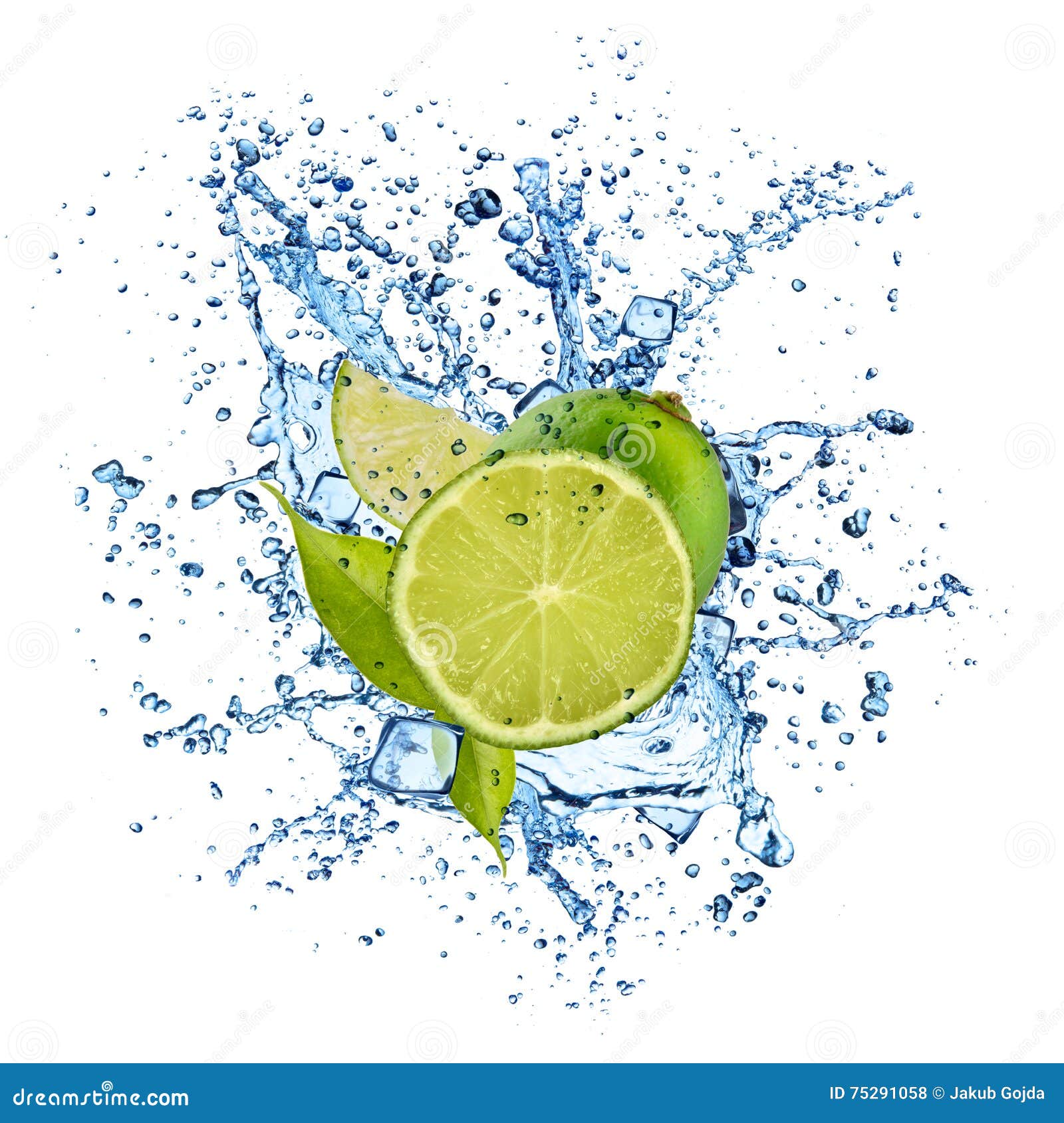 Lime in Water Splash on White Background Stock Photo - Image of lime ...