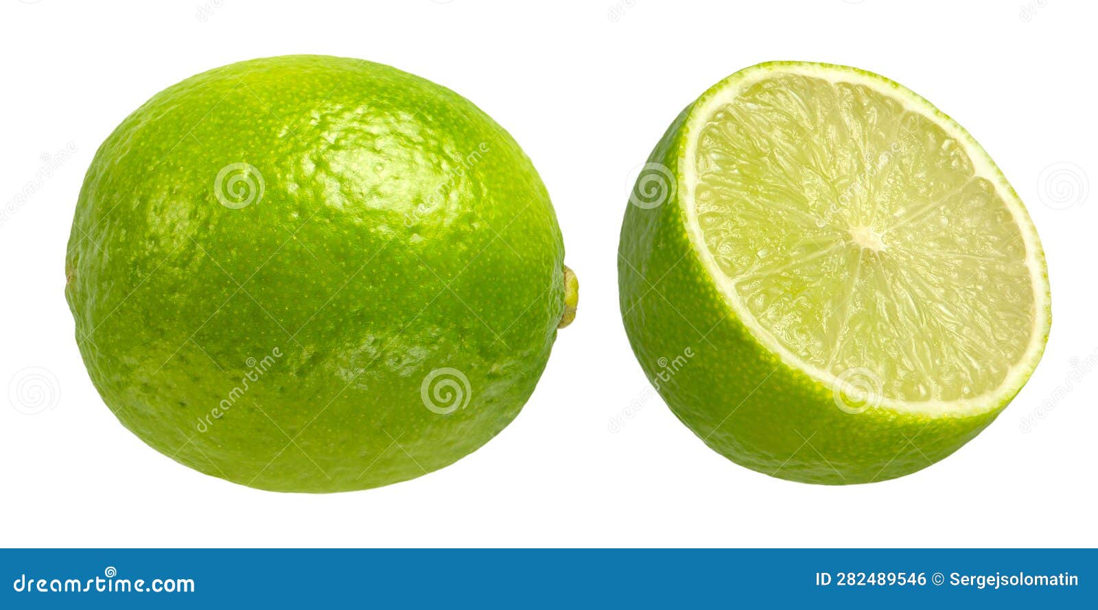 Lime on a White Isolated Background. Lime Halves of Different Sizes ...