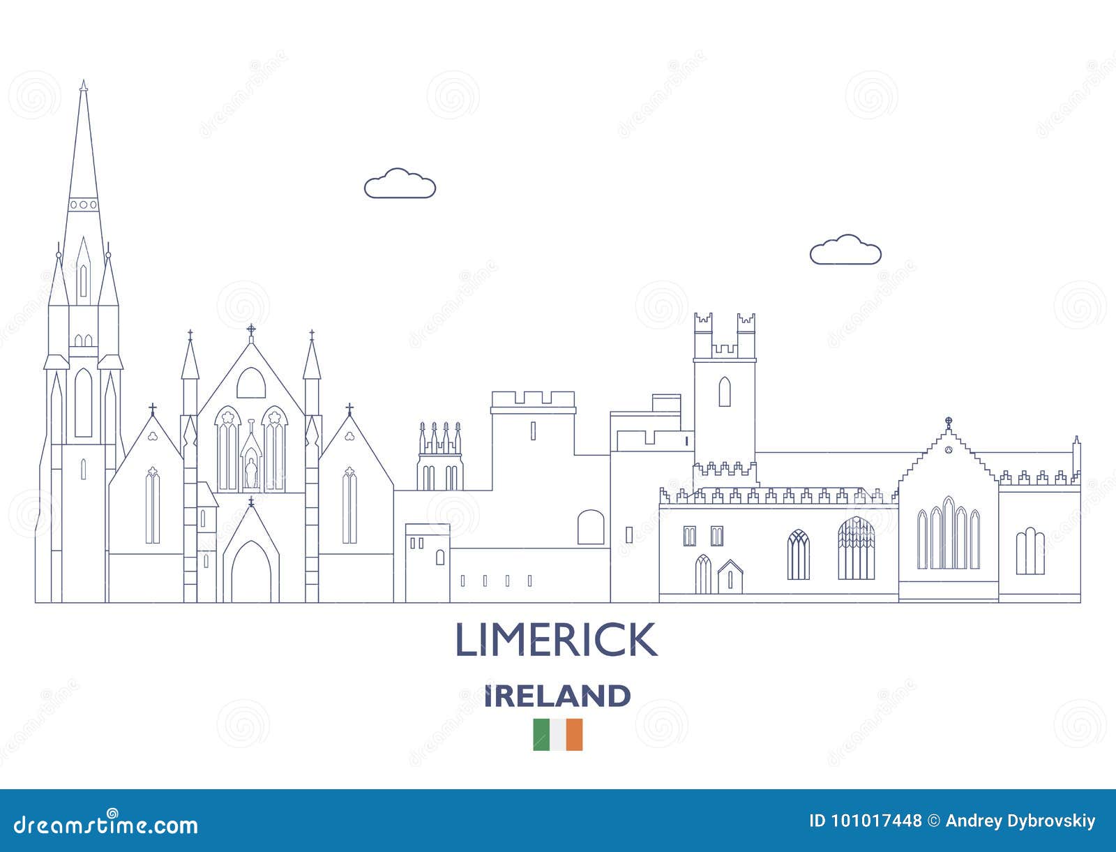 Limerick City Skyline, Ireland Stock Vector - Illustration of country ...