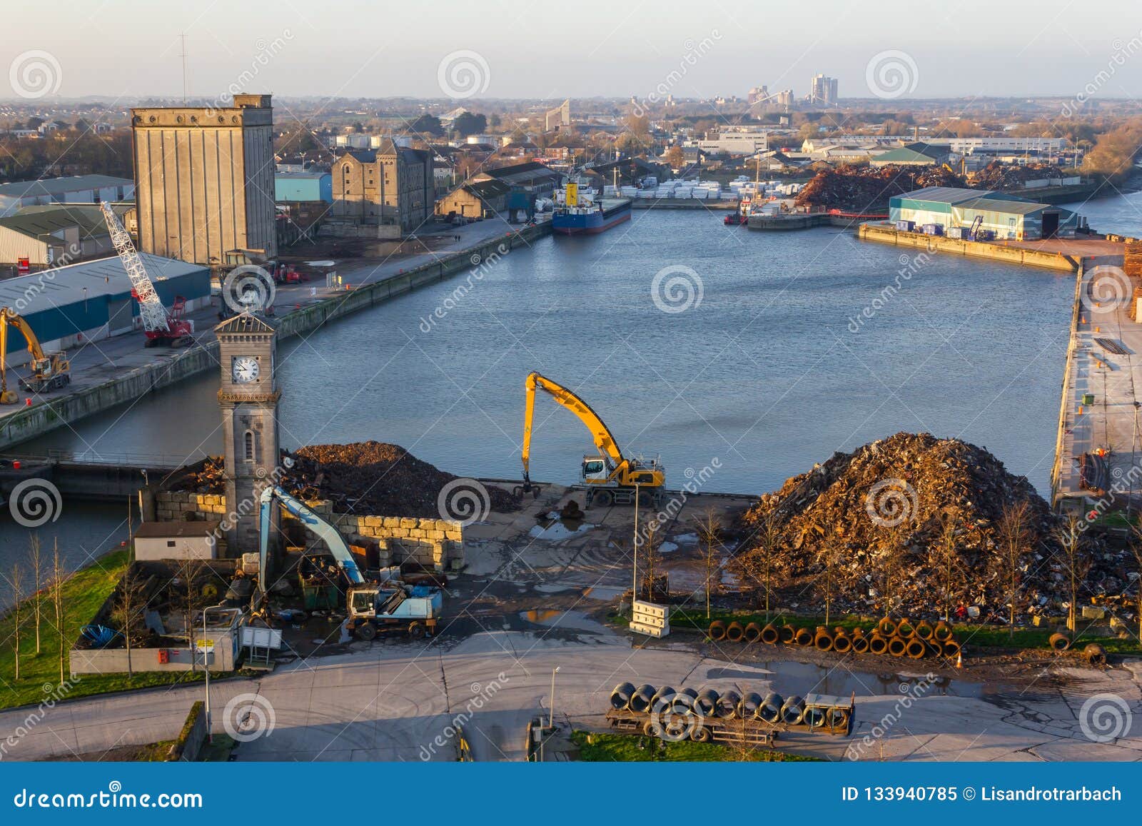 Limerick Dock in Shannon River Stock Image - Image of river, clock ...