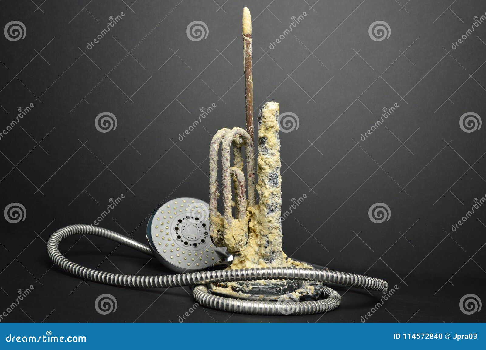 Limescale Damage on a Resistance and Shower Head Stock Photo - Image of ...