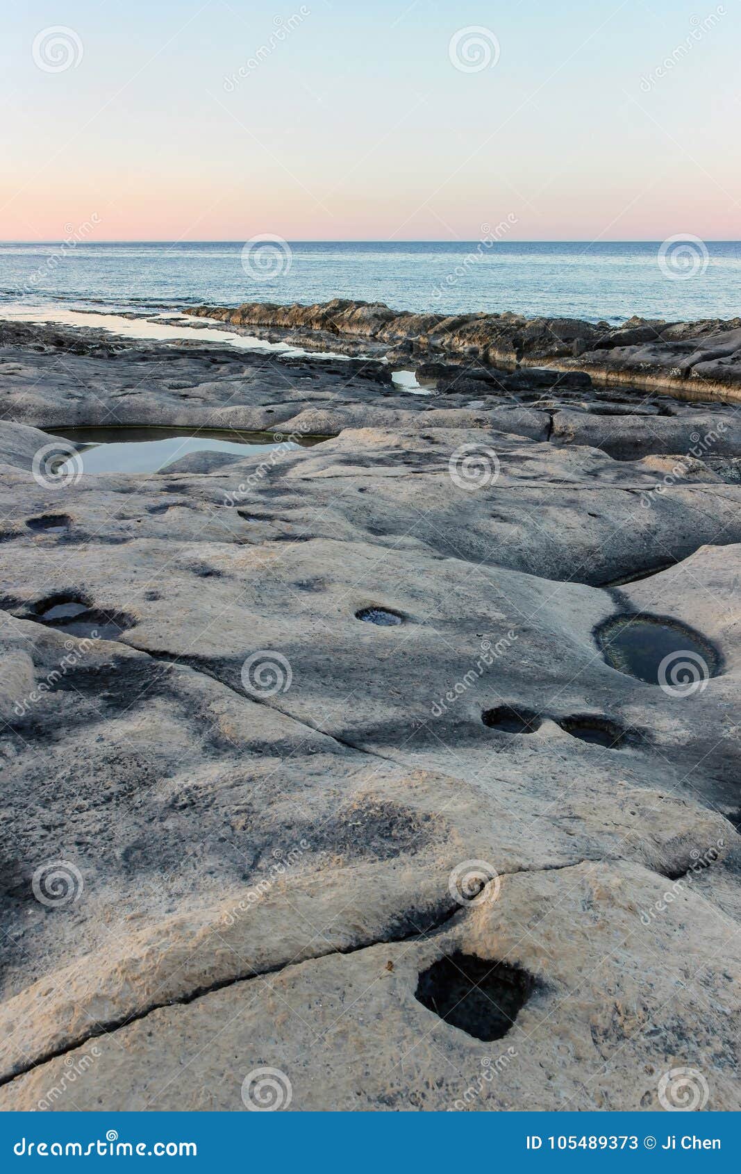 Limestone Beach in Malta at Sunset Stock Image - Image of vacation ...