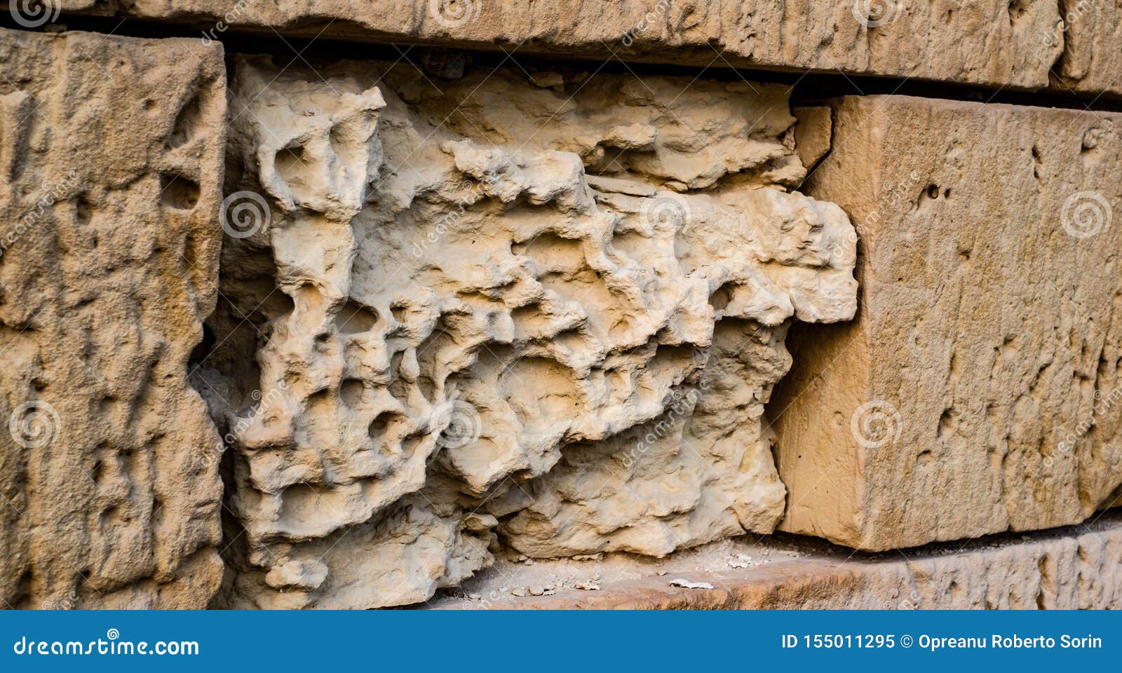 Limestone Bricks Eroded and Cracked Stock Image - Image of defensive ...
