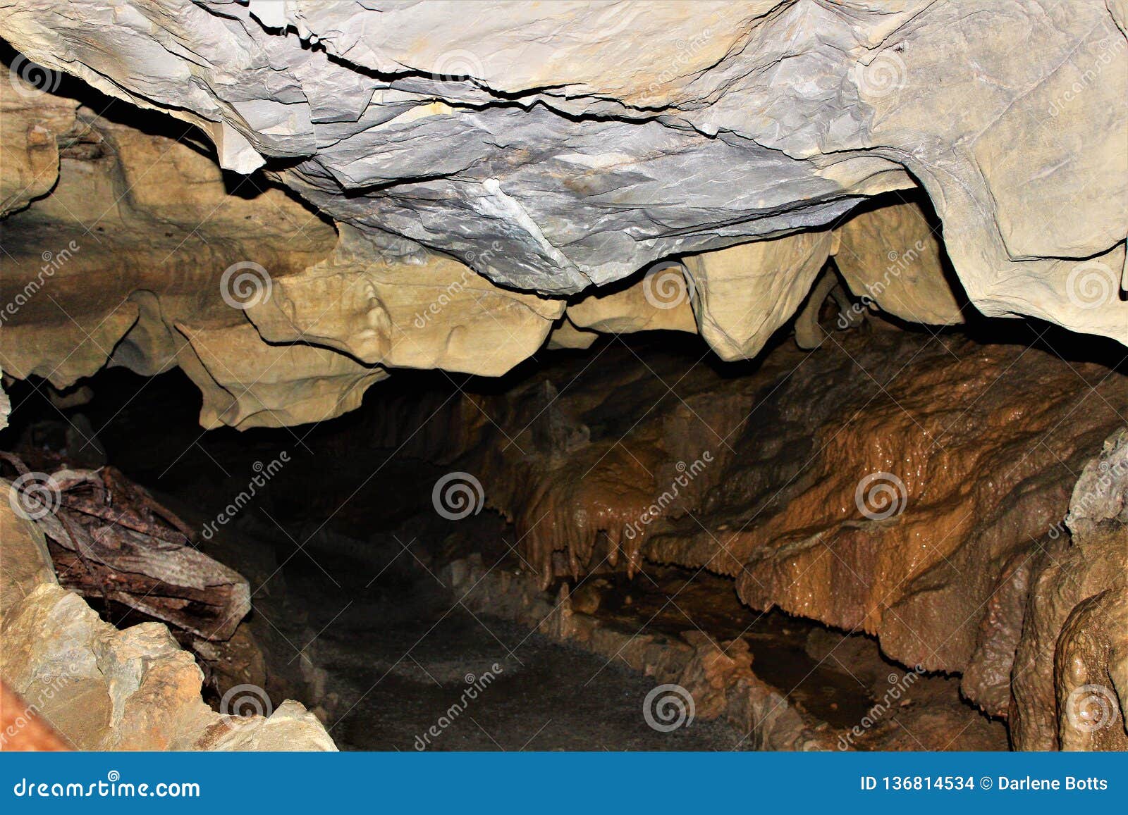 Limestone Cascade Down the Cave Stock Photo - Image of downs, brightly ...
