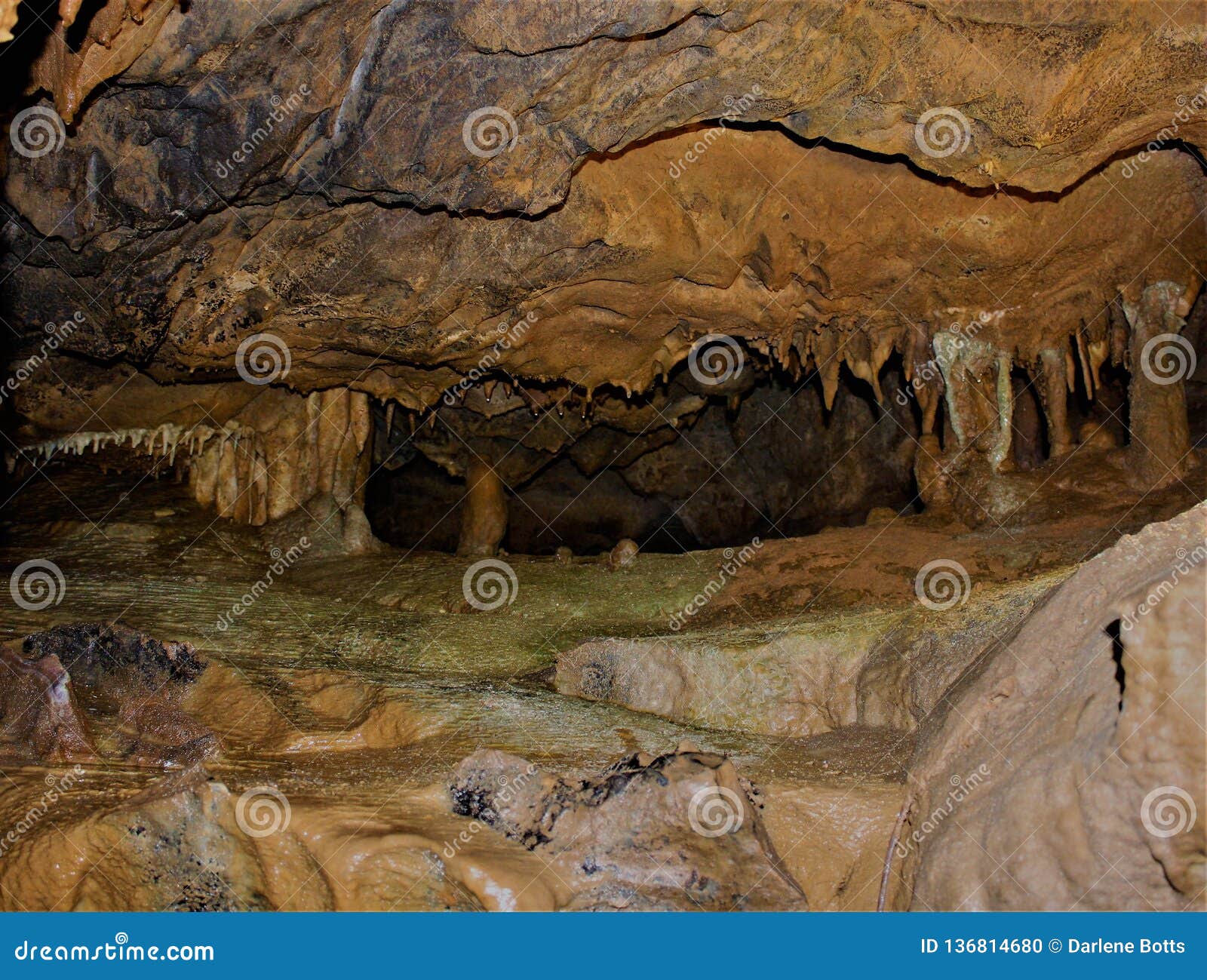 Limestone Cascade Down the Cave Stock Photo - Image of cascade, bright ...