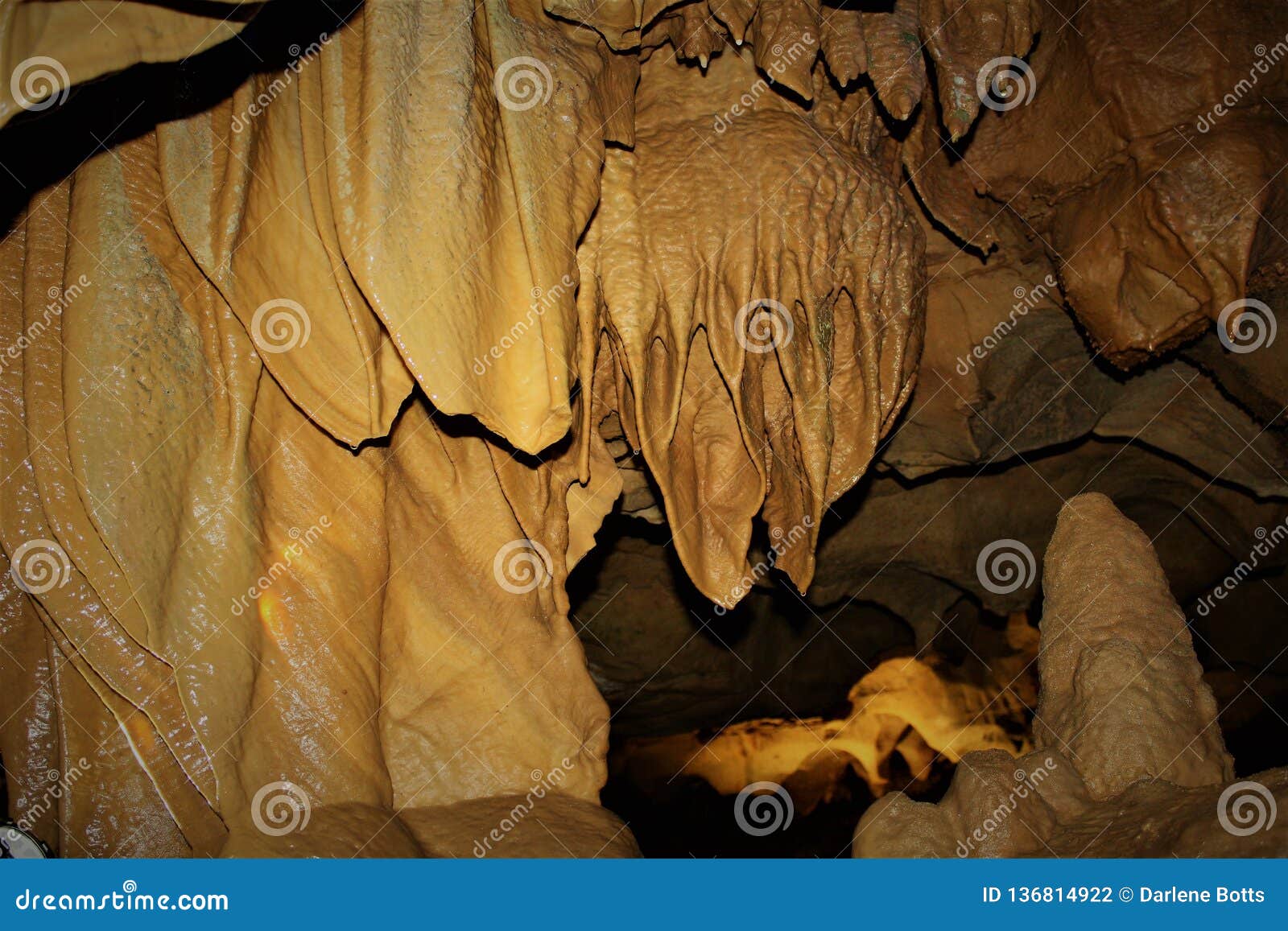 Limestone Cascade Down the Cave Stock Photo - Image of brightly, remote ...