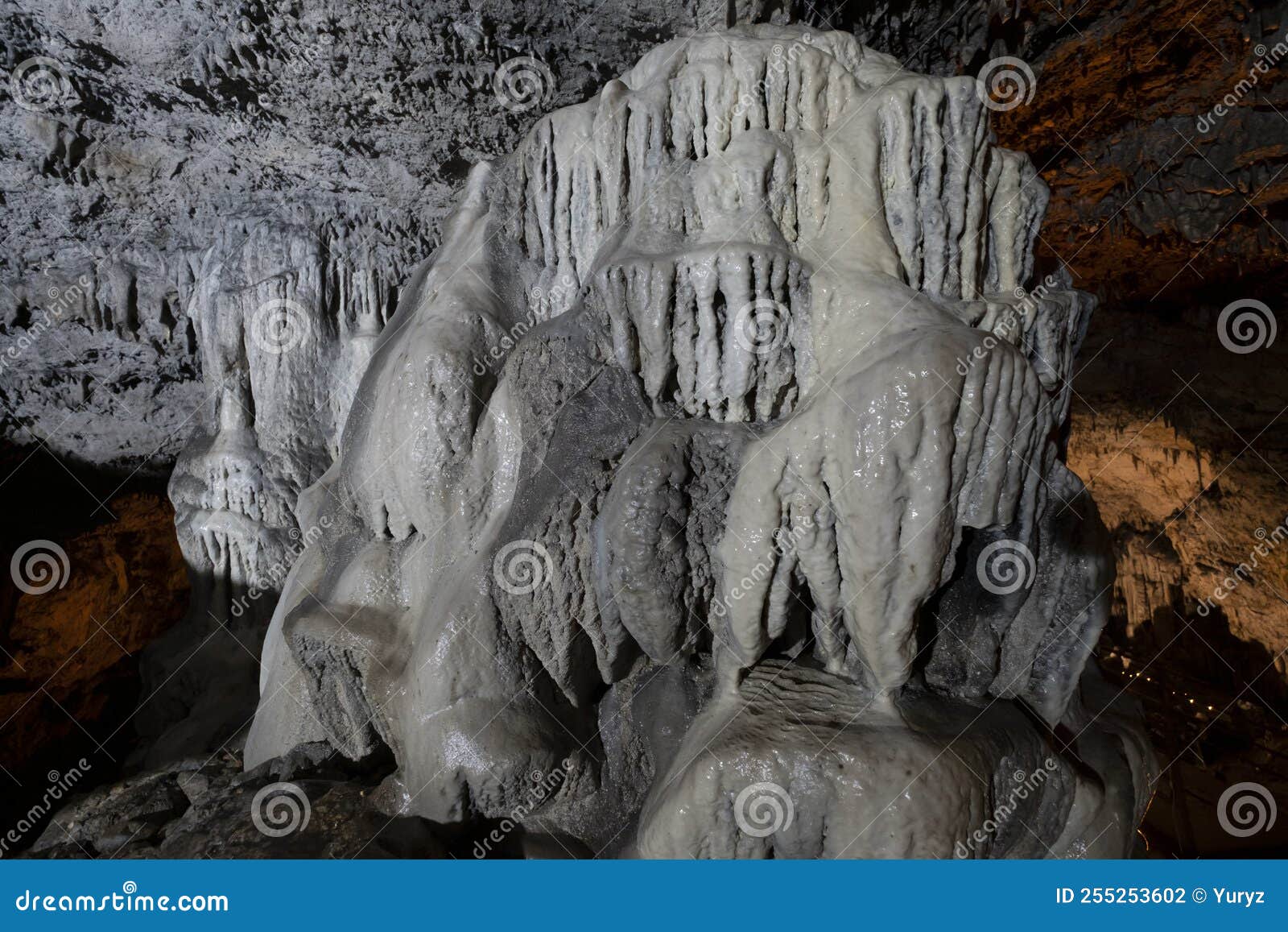 Limestone cave formations stock photo. Image of inside - 255253602