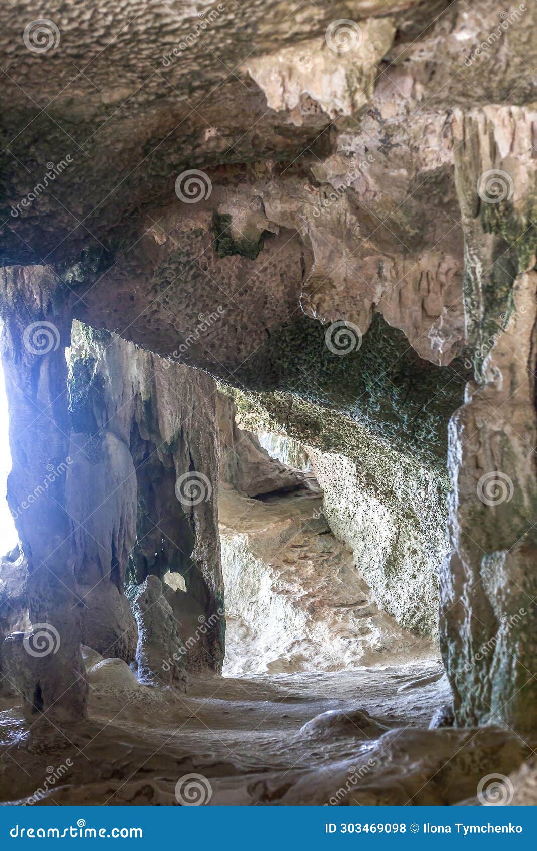 Limestone Cave Inside and Sunlight. Cavern Interior in Thailand, Soft ...