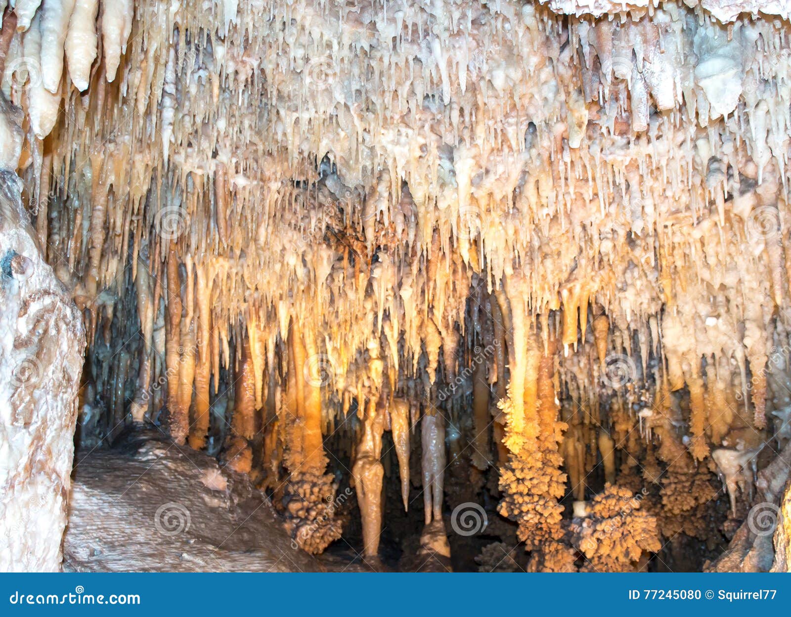 Limestone Cave Stalagmites and Stalactites Stock Photo - Image of ...