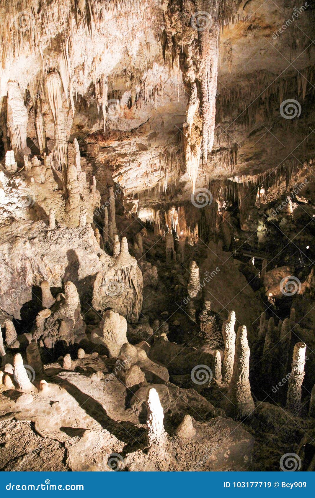 Limestone cave stock image. Image of exploration, stalagmite - 103177719