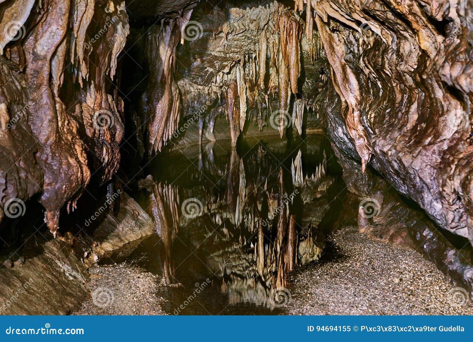 Limestone Cave with Water stock image. Image of decorated - 94694155