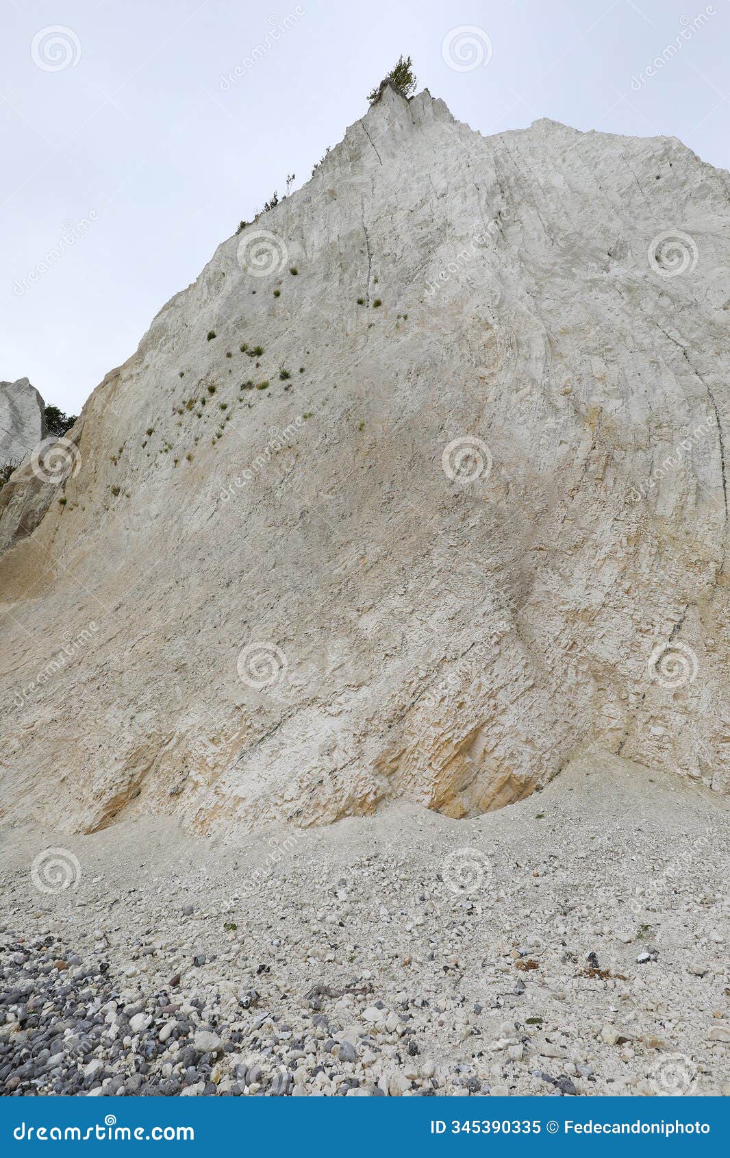 Limestone Cliff Eroding from Natural Elements and Plants Precariously ...