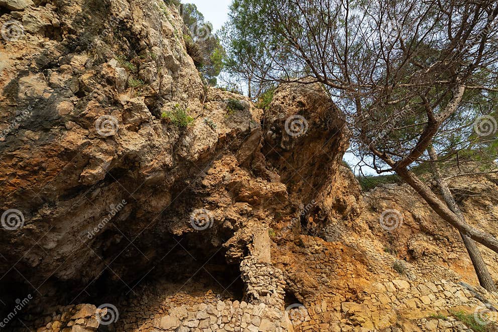Limestone cliffs stock photo. Image of coastline, geological - 356159900