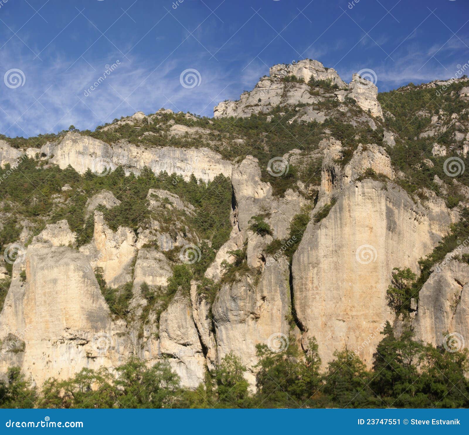 Limestone Cliffs and Forest Stock Image - Image of green, forest: 23747551