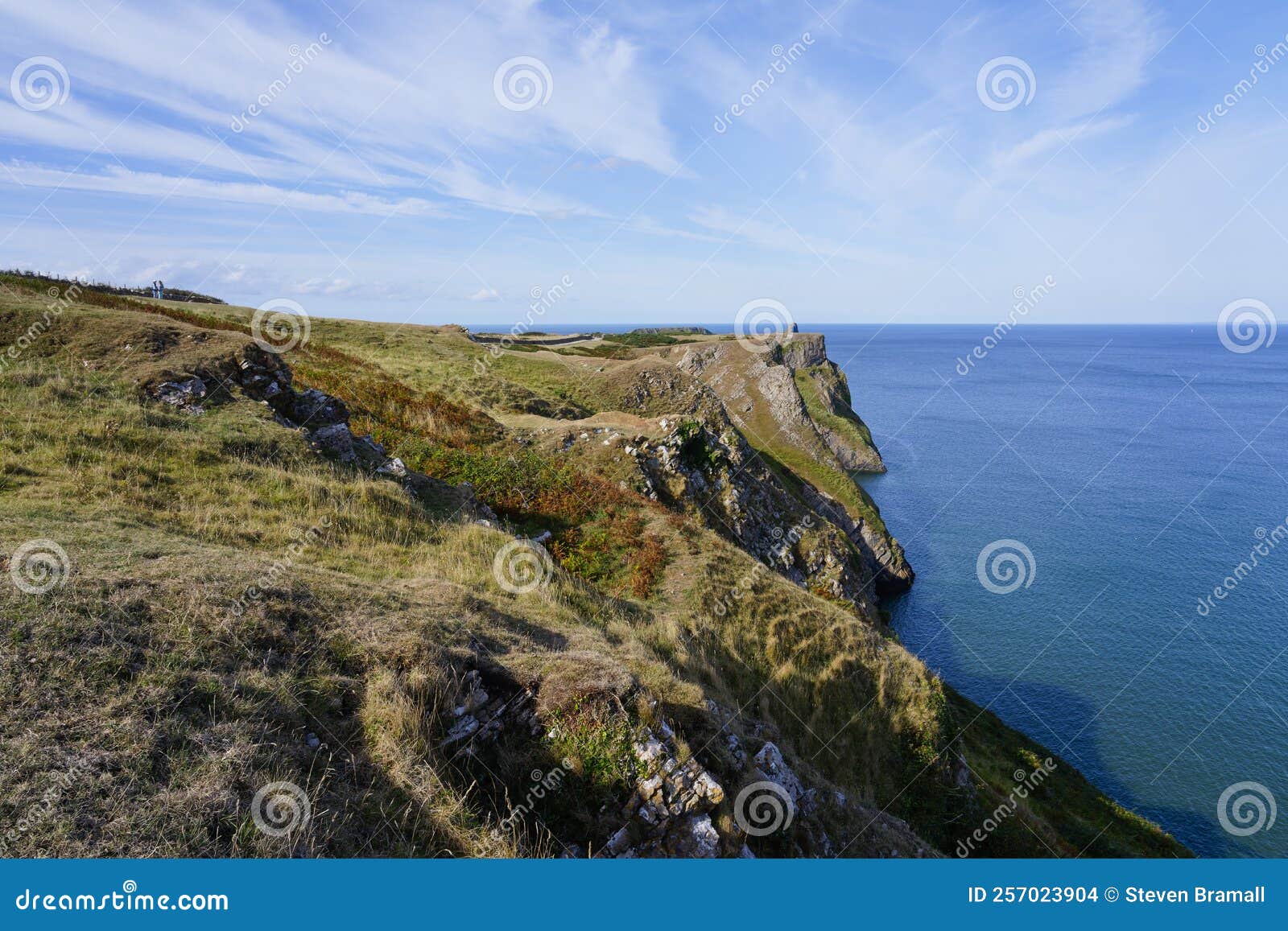 Limestone Cliffs at Rhossili Bay Stock Photo - Image of august ...