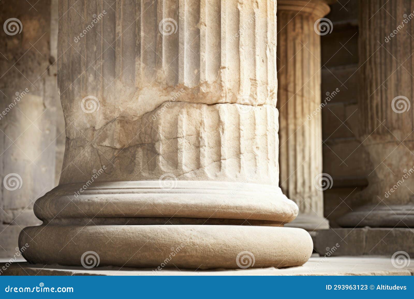 A Limestone Column in an Ancient Building Stock Image - Image of ...