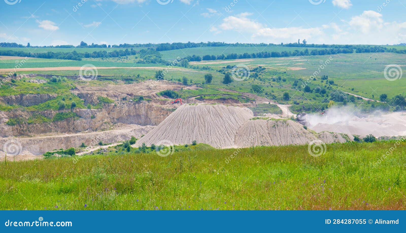 Limestone Extraction in an Open Pit. Moldova. Wide Photo Stock Image ...