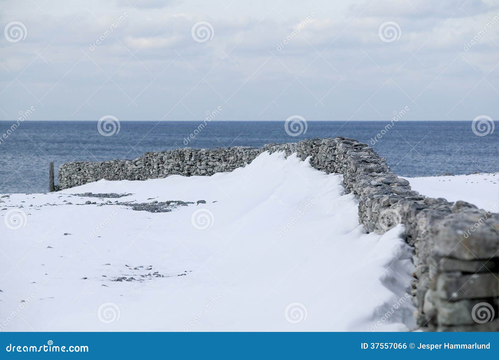 Limestone Fence Covered in Snow.JH Stock Photo - Image of sweden, cold ...