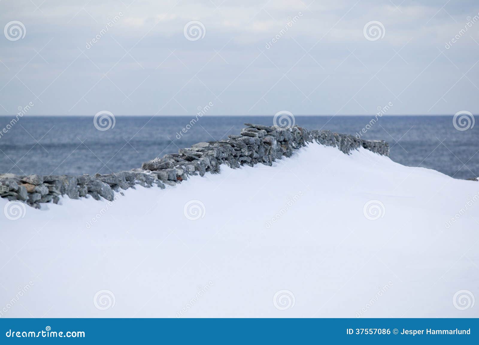 Limestone Fence Covered in Snow.JH Stock Photo - Image of ocean, winter ...