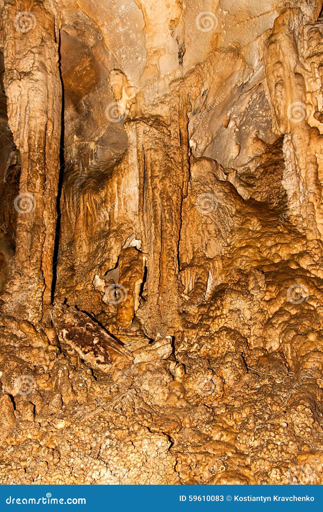 Limestone Formations on the Wall of an Underground Cave. Stock Image ...