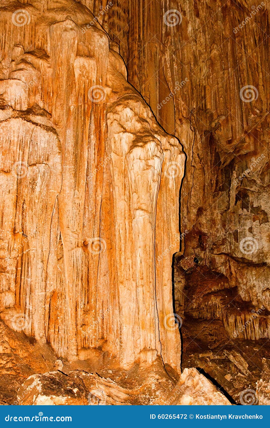 Limestone Formations on the Wall of an Underground Cave. Stock Photo ...