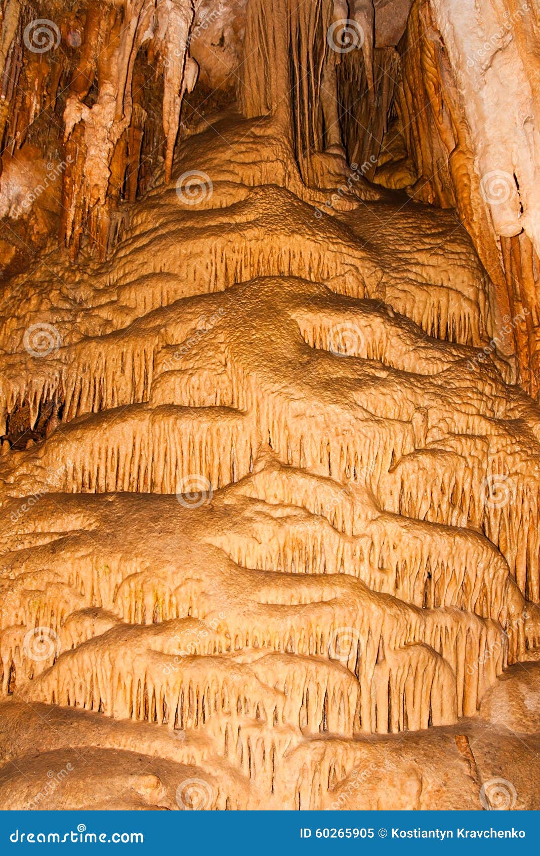 Limestone Formations on the Wall of an Underground Cave. Stock Image ...