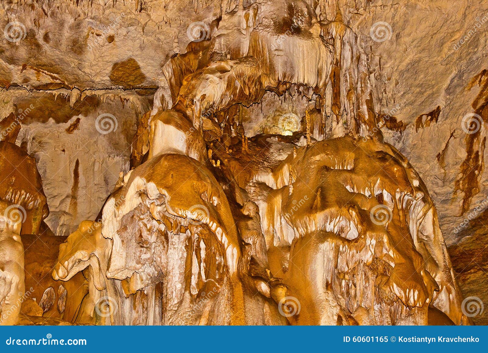 Limestone Formations on the Wall of an Underground Cave. Stock Image ...