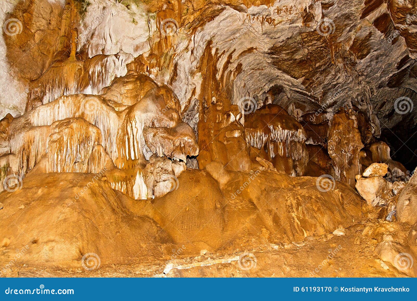 Limestone Formations on the Wall of an Underground Cave. Stock Photo ...