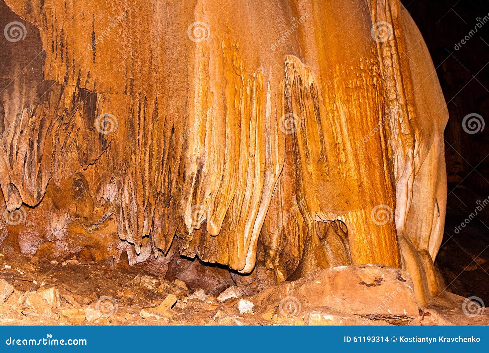Limestone Formations on the Wall of an Underground Cave. Stock Photo ...