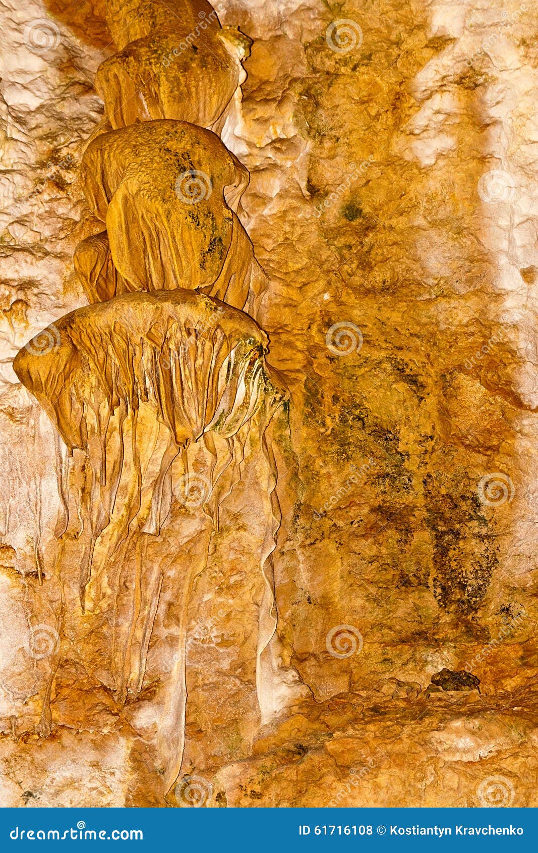 Limestone Formations on the Wall of an Underground Cave. Stock Photo ...