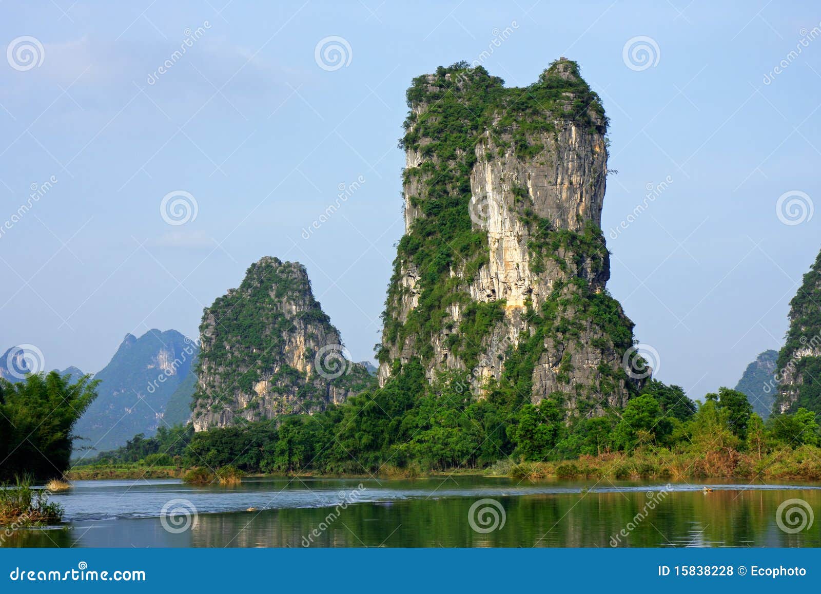 Limestone hills, China stock photo. Image of famous, water - 15838228