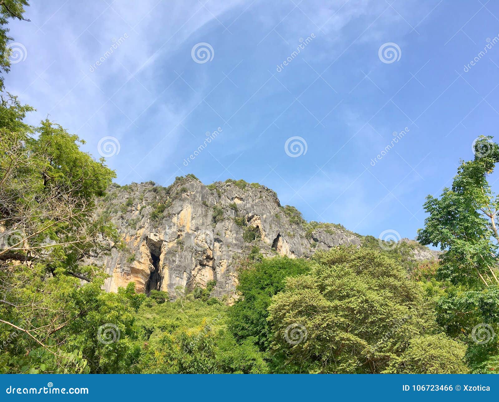 Limestone Mountain Ridge with Blue Sky Background Stock Photo - Image ...