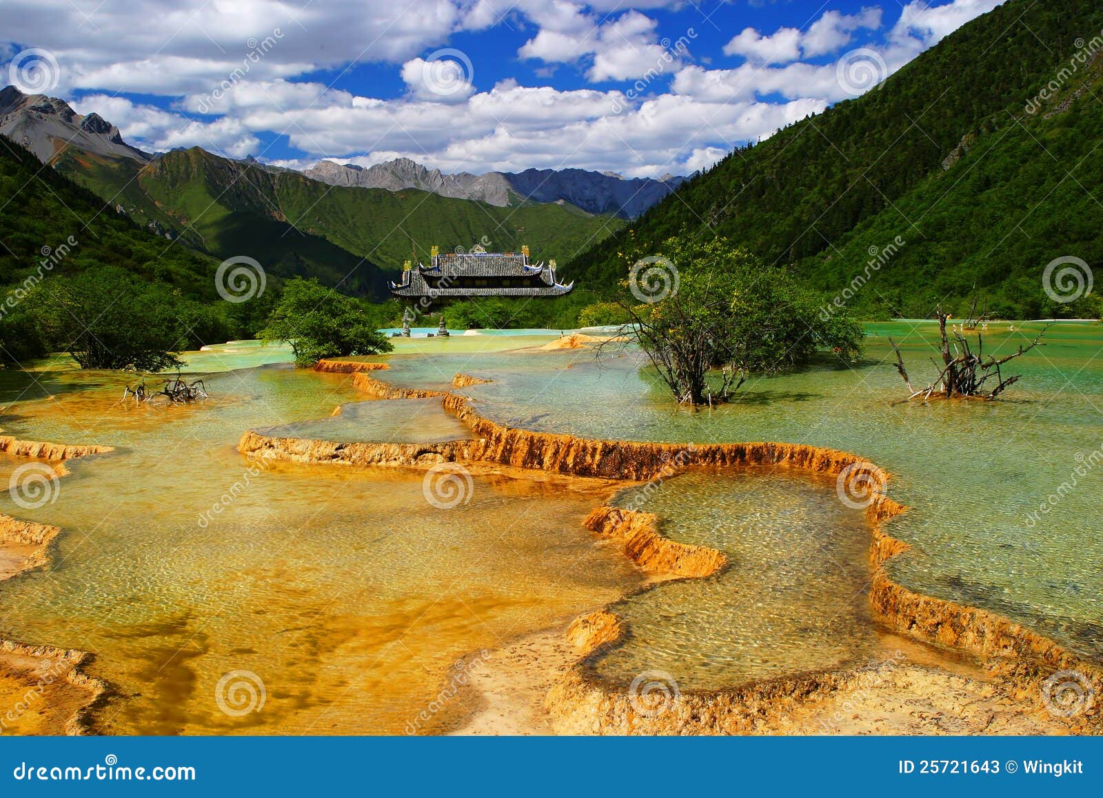 Limestone Pools in Huanglong Stock Image - Image of cloud, asia: 25721643