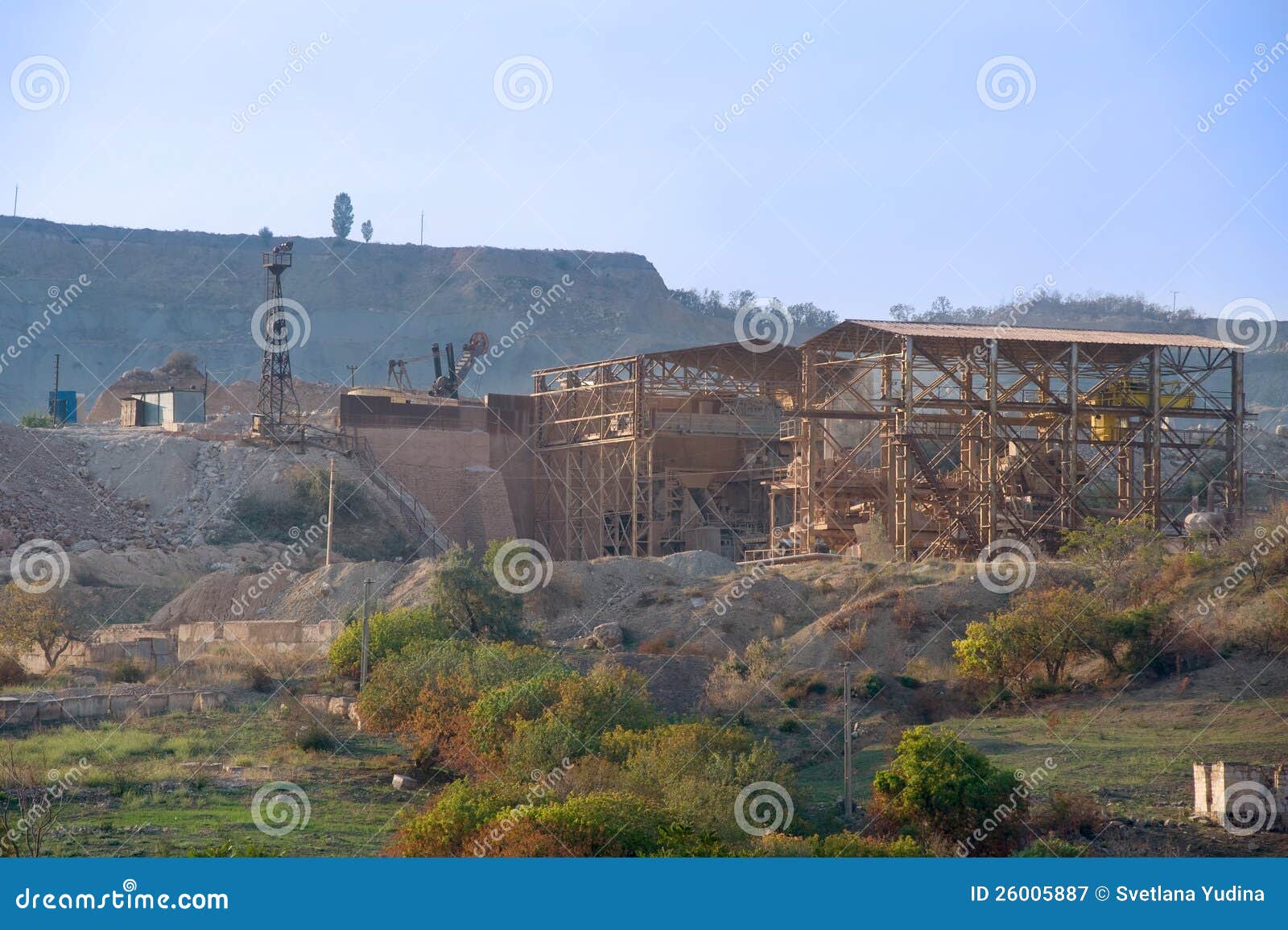 Limestone Processing Factory Stock Image - Image of structure, crane ...