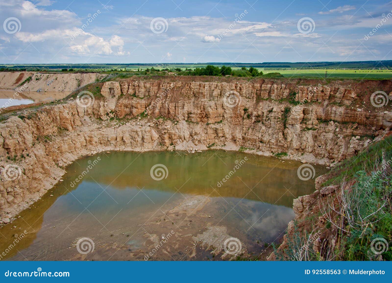 Limestone Quarry with a Pond Stock Image - Image of mountain, material ...