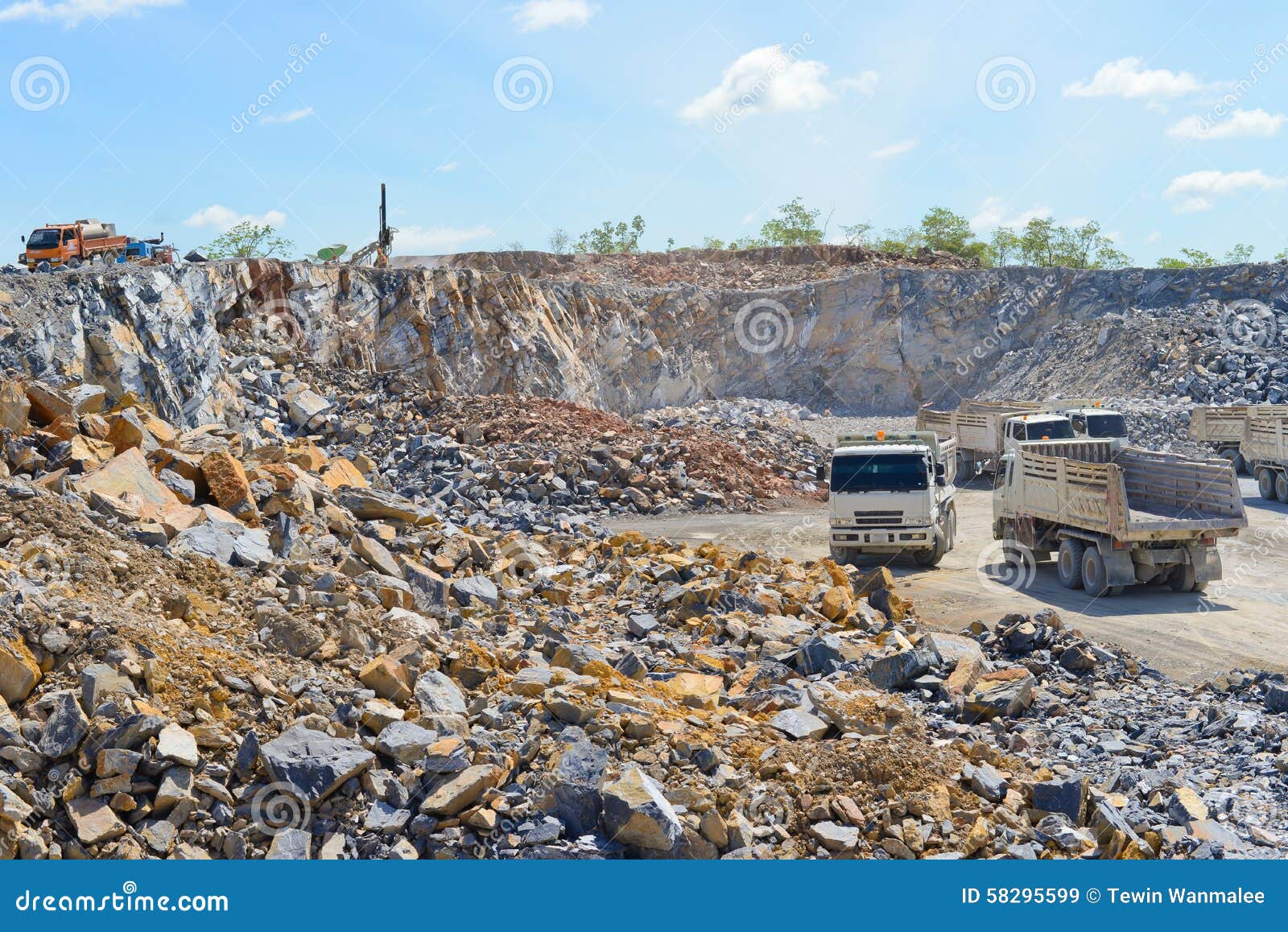 Limestone Quarry and Transportation Stock Image - Image of loader ...
