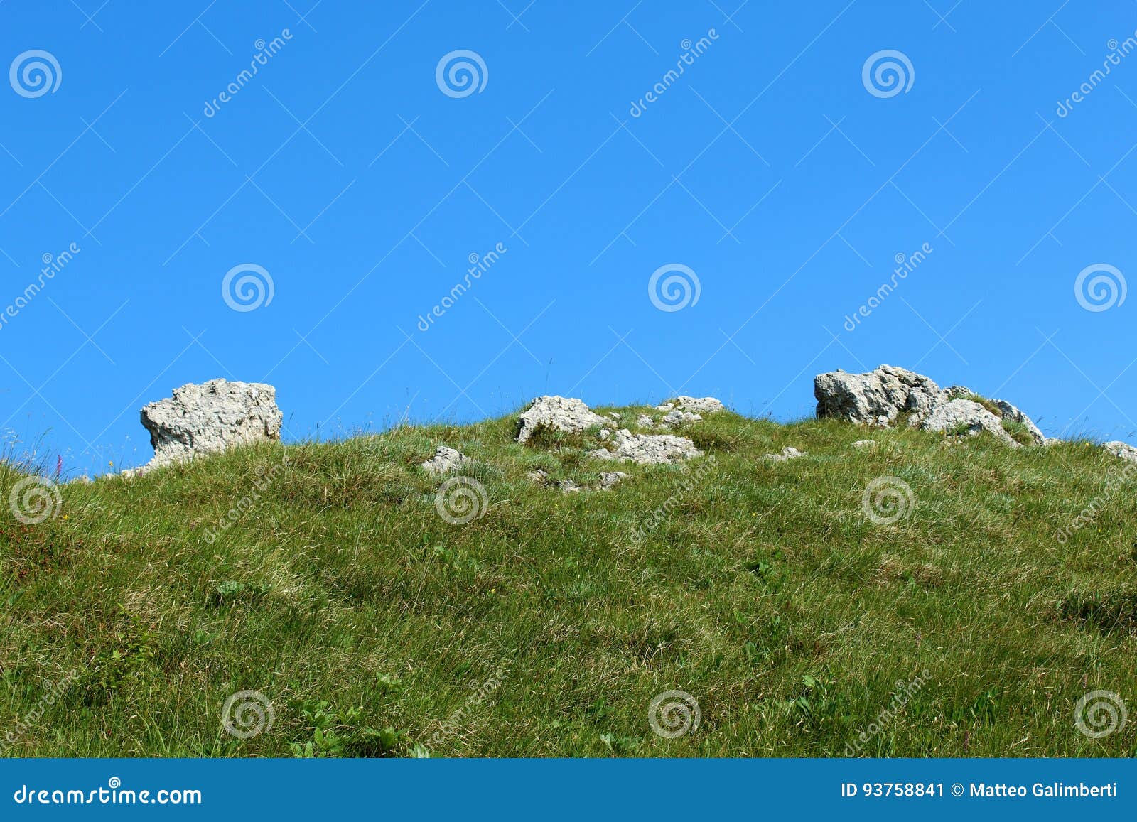 Limestone Rock Blocks in a Mountain Field Stock Image - Image of grass ...